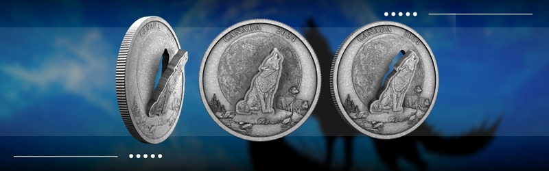 2024 $30 Howling Wolf 3D Coin | Colonial Acres Coins